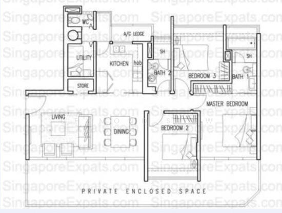 Cairnhill Residences, 33 Cairnhill Circle, 3 Bedrooms, 1421 sqft ...
