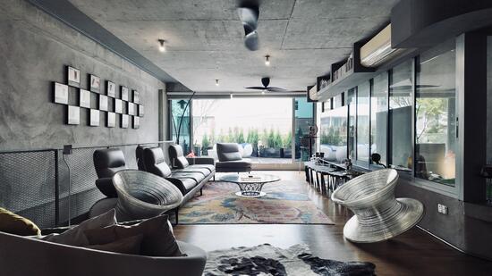 Brutalist industrial style terrace (3 storey 4 bedroom) near MRT in the ...