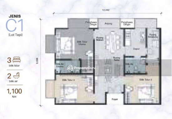 PR1MA @ LARKIN INDAH, Johor Bahru, Johor, 1 Bilik Tidur, 130 kps, N ...