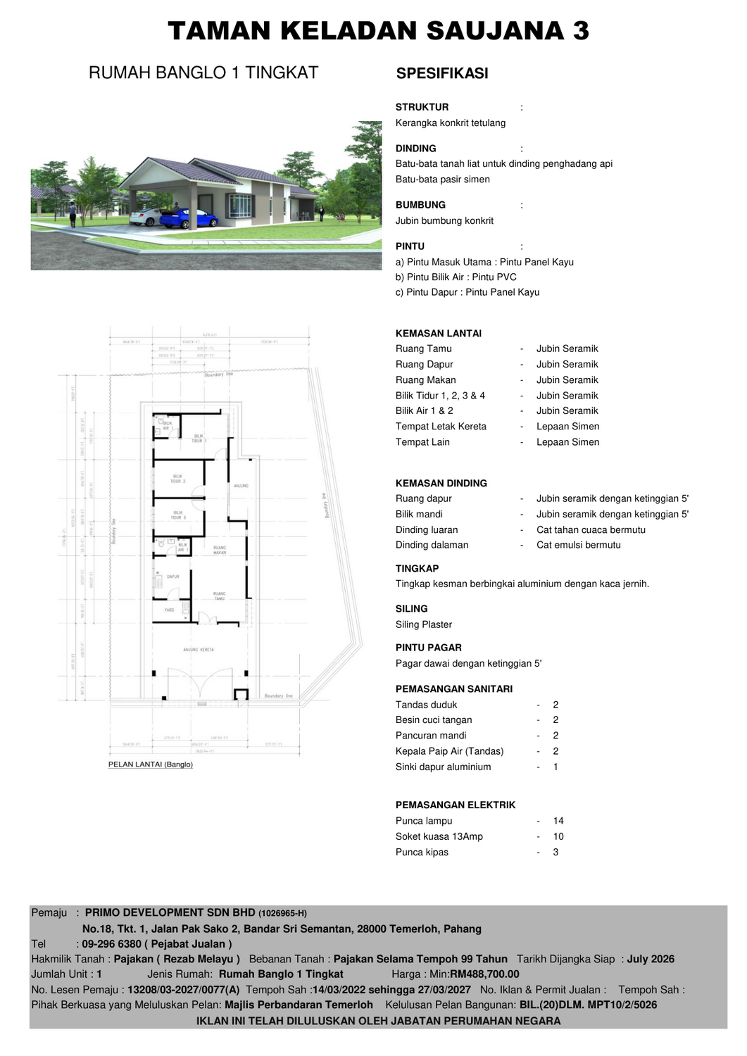 Taman Keladan Saujana 3, Temerloh, Pahang, 1 Bedroom, 130 sqft, S SALE ...